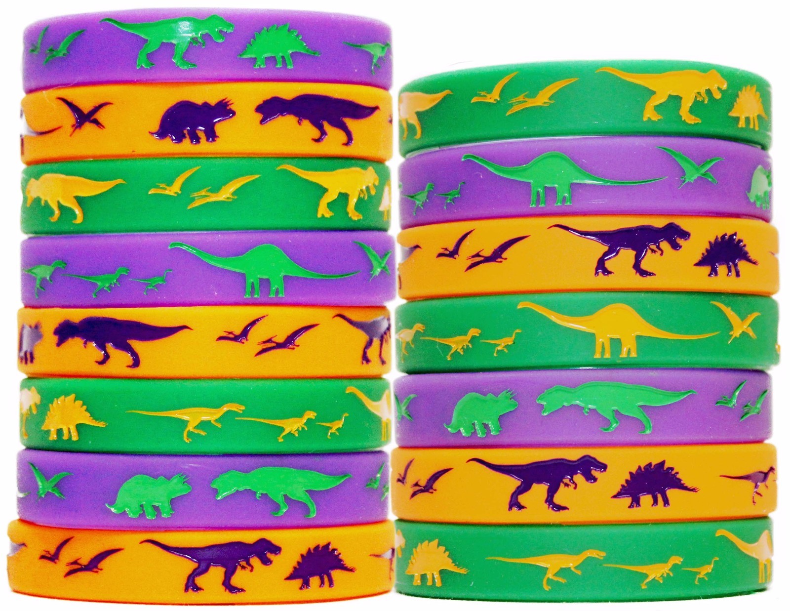 Dinosaur World Jurassic Style Silicone Wristbands - Set of 15 Bands | eBay