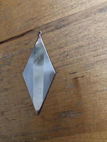 Vintage Diamond Shape Silver Colour Pendant. 2.2cm x 6.3cm | eBay