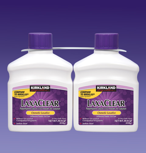 Laxative Polyethylene Glycol - Kirkland Signature LaxaClear 100 Doses ...