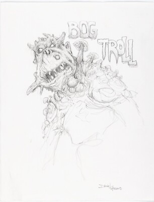 Daniel Horne 1980s D&D original art pencils BOG TROLL dungeons dragons ...