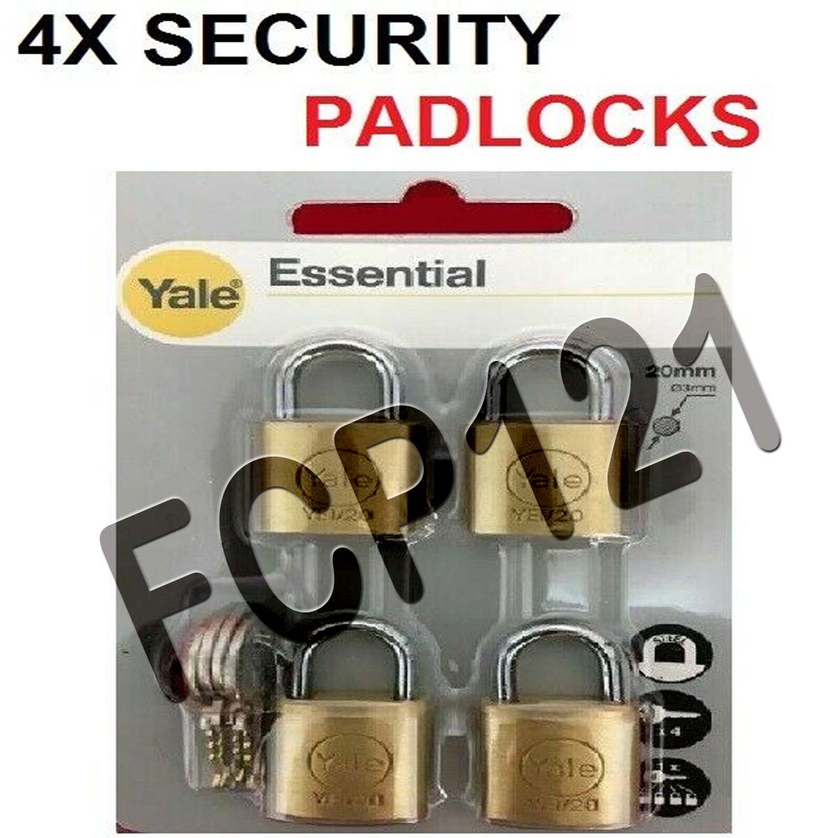 Yale YE1/20/111/4 20mm Brass Padlock - Pack of 4 for sale online | eBay