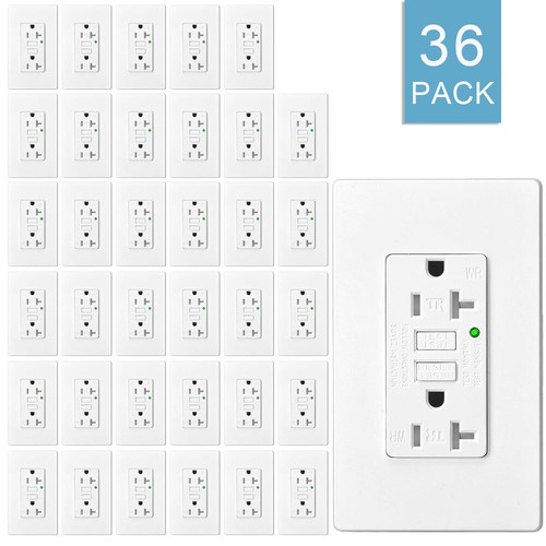 125-Volt 20Amp GFCI Outlet Duplex Receptacles TR WR Wall Socket White ...