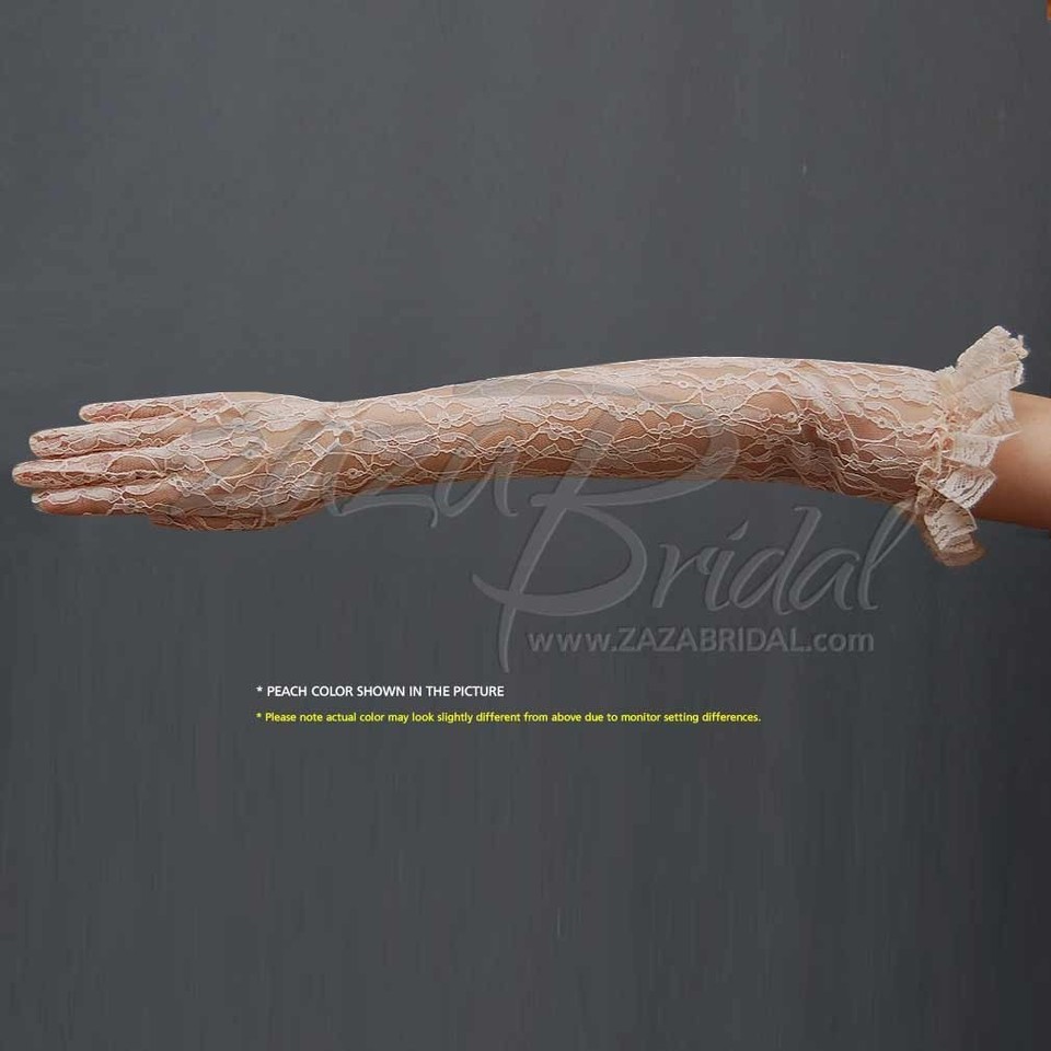 Flower Pattern Women's Lace Gloves with elastic Ruffle 12BL-Various ...