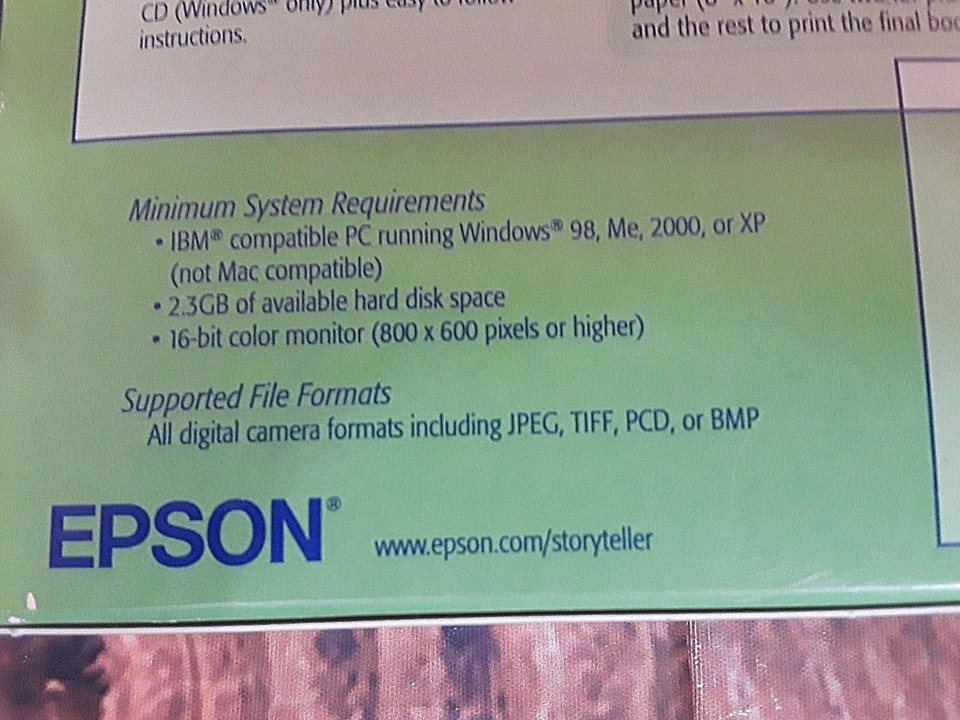 Epson StoryTeller PHOTO BOOK Creator Kit, 8"x 10" Books Scrapbook -NEW ...