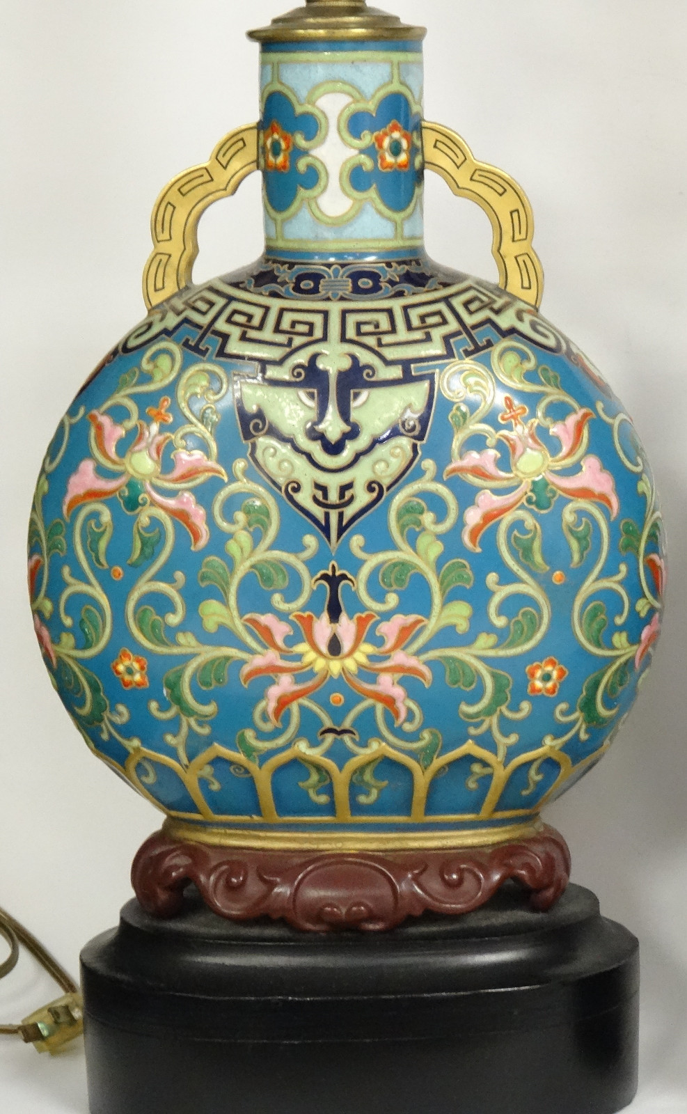 PAIR 19c CHRISTOPHER DRESSER ARCHAISTIC KUI DRAGON ENAMEL VASE ...