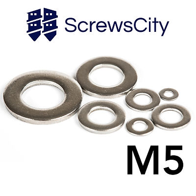 A2 STAINLESS STEEL FLAT WASHERS TO FIT M5 (5mm) SCREWS AND BOLTS FORM A ...