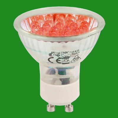 10x 2W 48 LED Red Coloured GU10 Spot Light Bulbs Downlight Instant On ...
