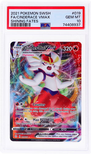 2021 Pokemon Sword and Shield Shining Fates Cinderace Vmax #19 PSA 10 ...