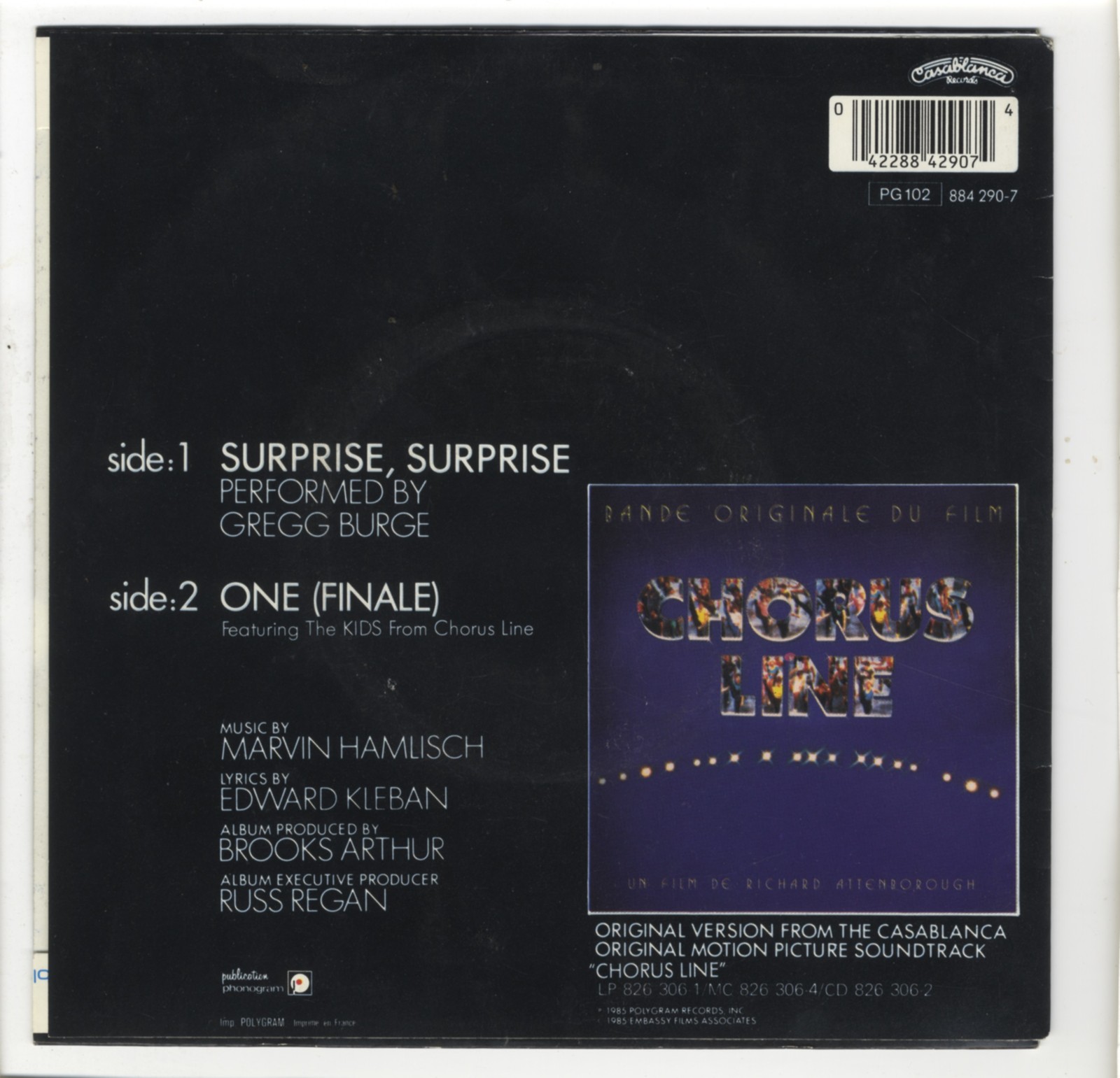 French OST SP Chorus line Gregg Burge Surprise Marvin Hamlisch 1985 | eBay