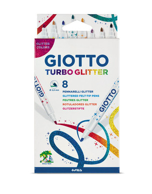 8x Giotto Turbo Glitter Glitzerstifte Fasermaler Filzstifte Glitzer ...