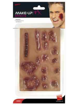 Gory Wounds Skin Coloured 12 Assorted Pieces Halloween Make-up Effects ...