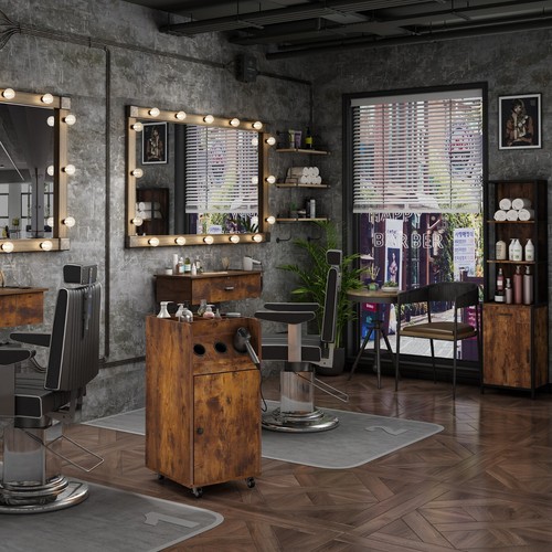 Hair Salon Trolley Wood Rolling Cart Salon Beauty Station Stylist ...