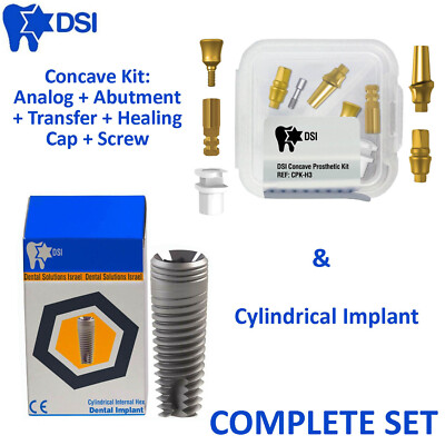 DSI Cylindrical Fixture + Concave Prosthetic Kit Dental Adapter Analog ...