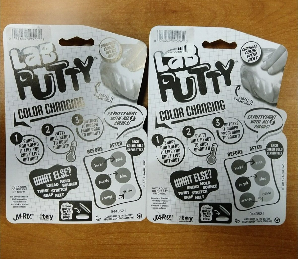 2 Pk: Lab Putty Color Changing Heat Reactive Purple-Blue & Orange ...