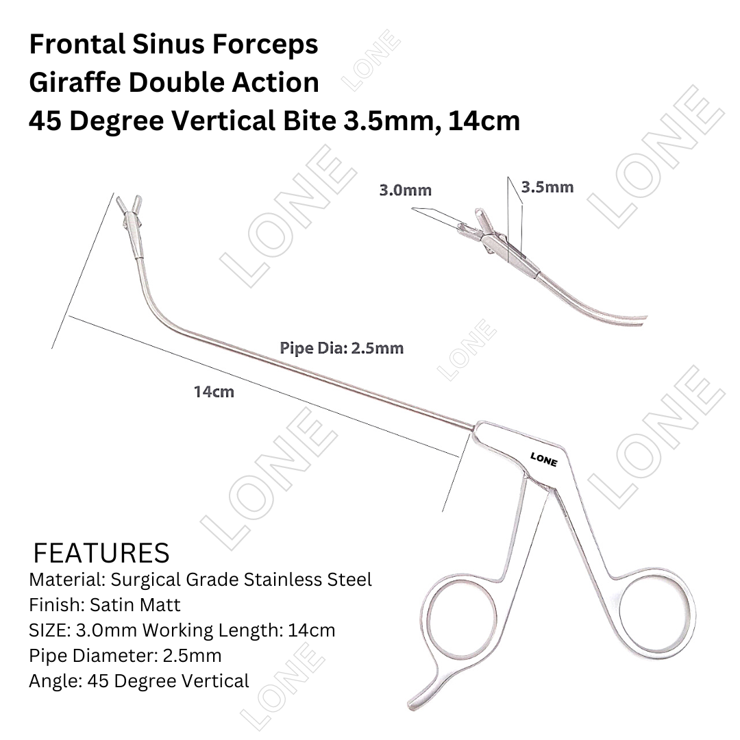 ENT Frontal Sinus Giraffe Forcep Double Action 45 Degree Vertical Bite ...