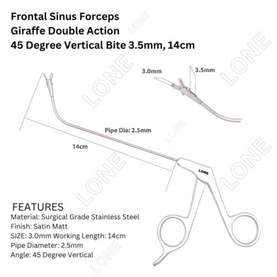 ENT Frontal Sinus Giraffe Forcep Double Action 45 Degree Vertical Bite ...