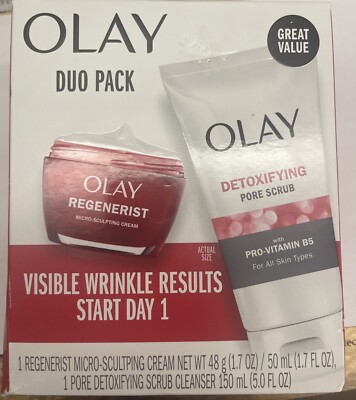 Olay Regenerist Advanced Anti-Aging Moisturizer Cream / Pore Scrub Duo ...