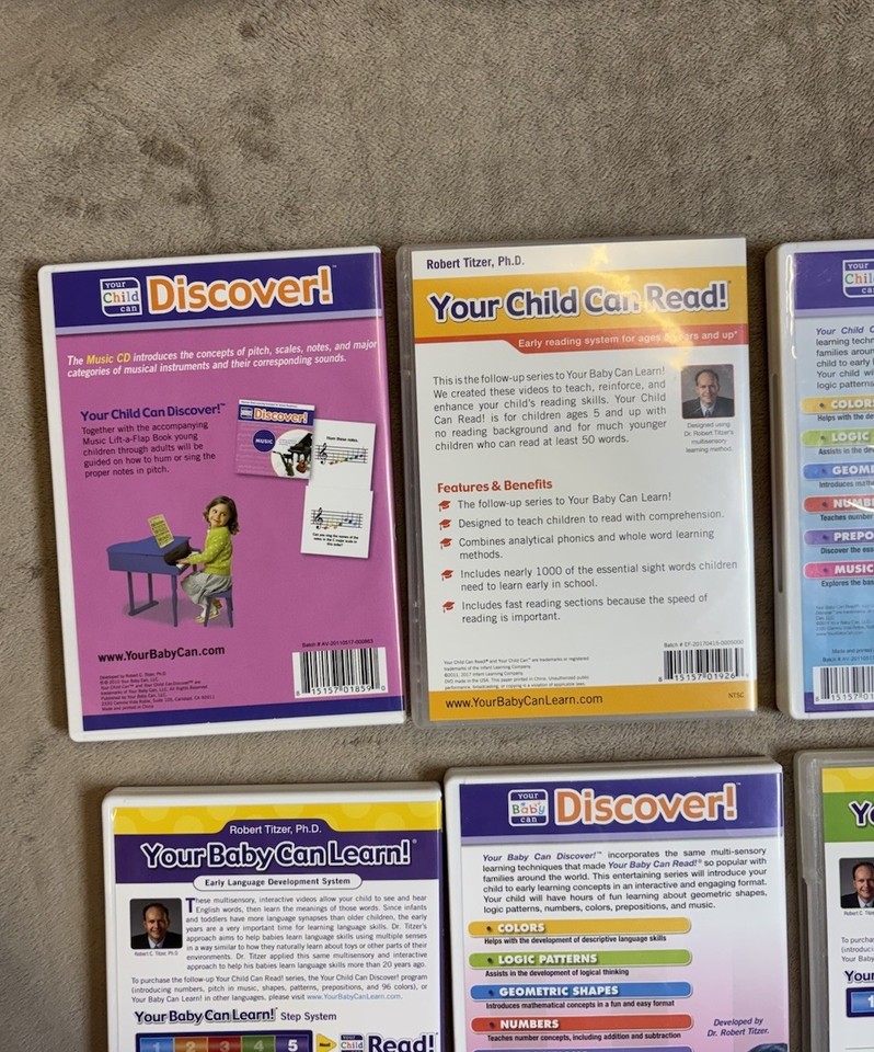 Robert Titzer Ph.D Your Baby Child Can Read DVD Lot Of 6 Set Children ...