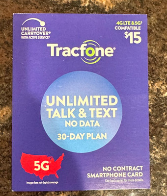 Tracfone 15 Smartphone Unlimited Talk Text 30 Day Plan 5G Service ...