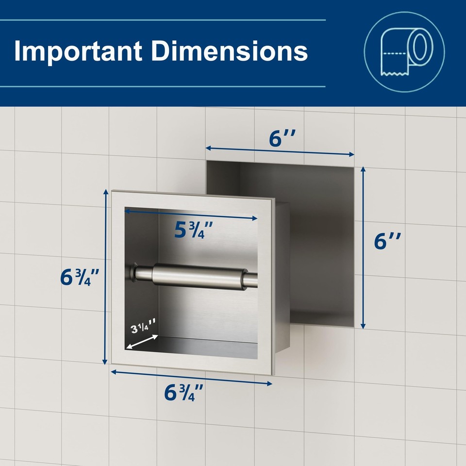 Recessed Toilet Paper Holder, Brushed Toilet Paper Holder Built-in ...