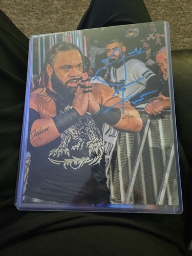 Jacob Fatu Autographed 8x10 Photo Blue Ink Wwe! Collectors Expo Llc! | eBay