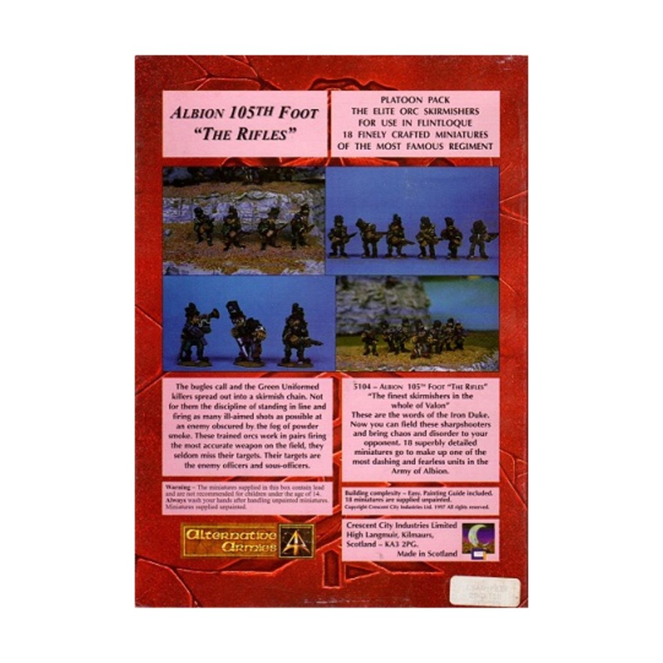 Slaughterloo Grand Alliance 28mm Albion 105th Foot "The Rifles" VG/NM ...