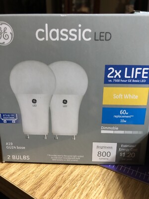 GE Classic 4 Bulbs LED A19 GU24 Base Soft white 800 Lumens 60w ...