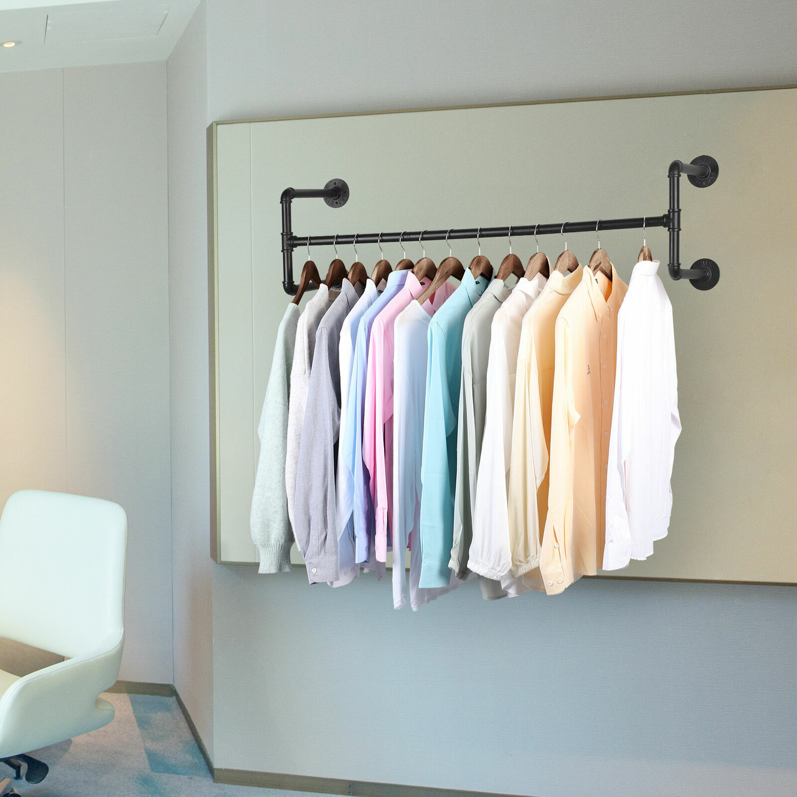 Adjustable Wall Mounted Clothes Rack Hanging Rail for Kitchen Bedroom ...