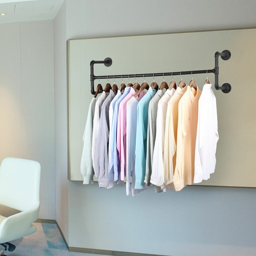 Adjustable Wall Mounted Clothes Rack Hanging Rail for Kitchen Bedroom ...