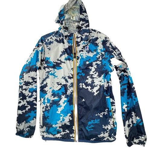 K-Way Packable Waterproof Windbreaker Camo Hooded Rain Jacket Men’s ...