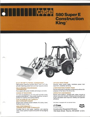 Original Case 580 Super E Construction King TLB Sales Brochure Form No ...