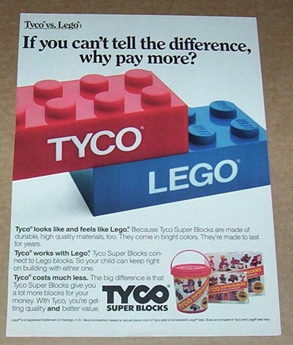 1986 print ad page - Tyco Blocks vs. LEGO building set toys VINTAGE ...