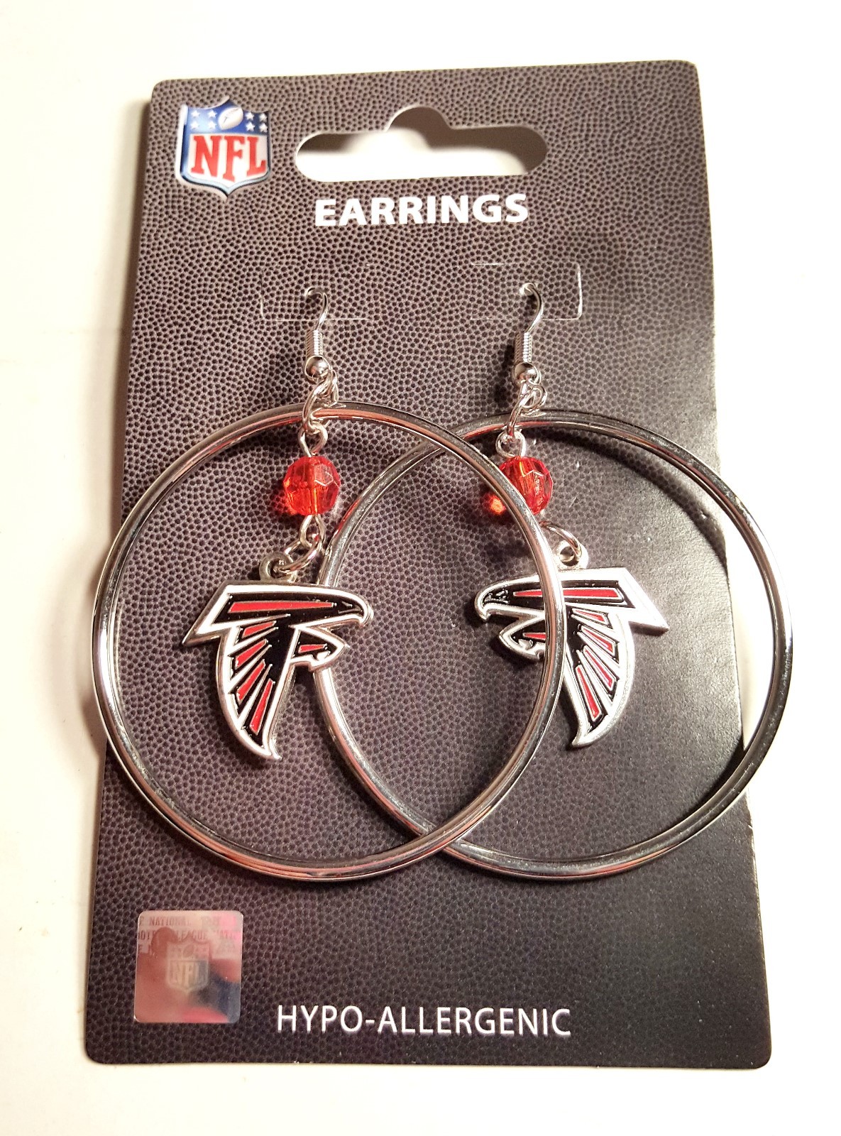 NFL EARRINGS TEAM 2" HOOP COLOR BEAD DANGLE STYLE WITH HOOP YOU CHOOSE ...