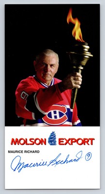 Maurice Richard Autographed Molson Export Montreal Canadiens Alumni 4x8 ...