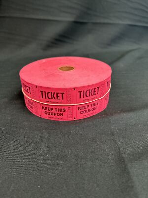 Roll of Red Double Stub Raffle Tickets Split the Pot 50/50, Partially ...