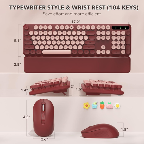 Wireless Keyboard and Mouse Combo - Retro with Round Wine Red | eBay