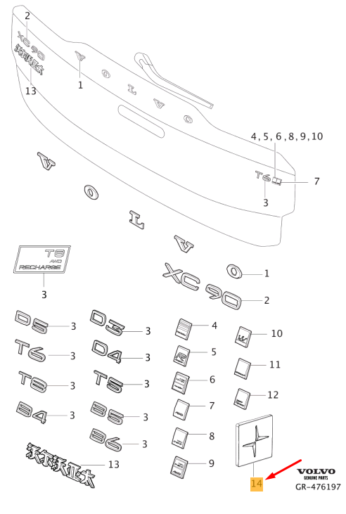 Insigne d'embl me de coffre arri re VOLVO XC90 MK2 32282802 neuf ...