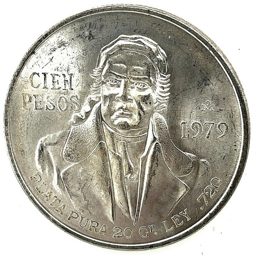 1979 Mexico Cien Peso Jose Morelos 100 Peso BU//MS Silver Mexican Coin ...
