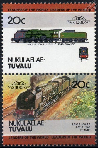 1940 SNCF Class 160-A1 / 160A1 Chapelon (2-12-0) France Train Stamps ...