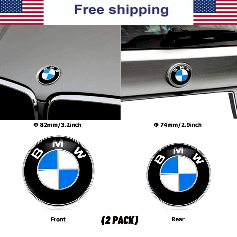 Set Of 2 BMW Front Hood & Rear Trunk Badge Emblem Logo Replacement ...