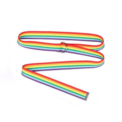 Belts Parent-child Belt Double Ring D-shaped Buckle Casual Wild Rainbow ...