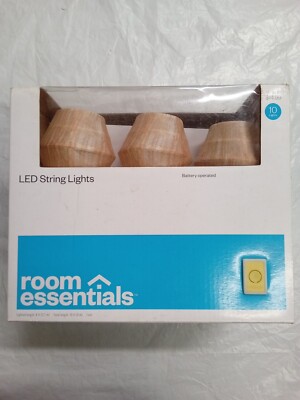 10 CT ROOM ESSENTIALS LED String Lights (WHITE) Paper Wood | eBay