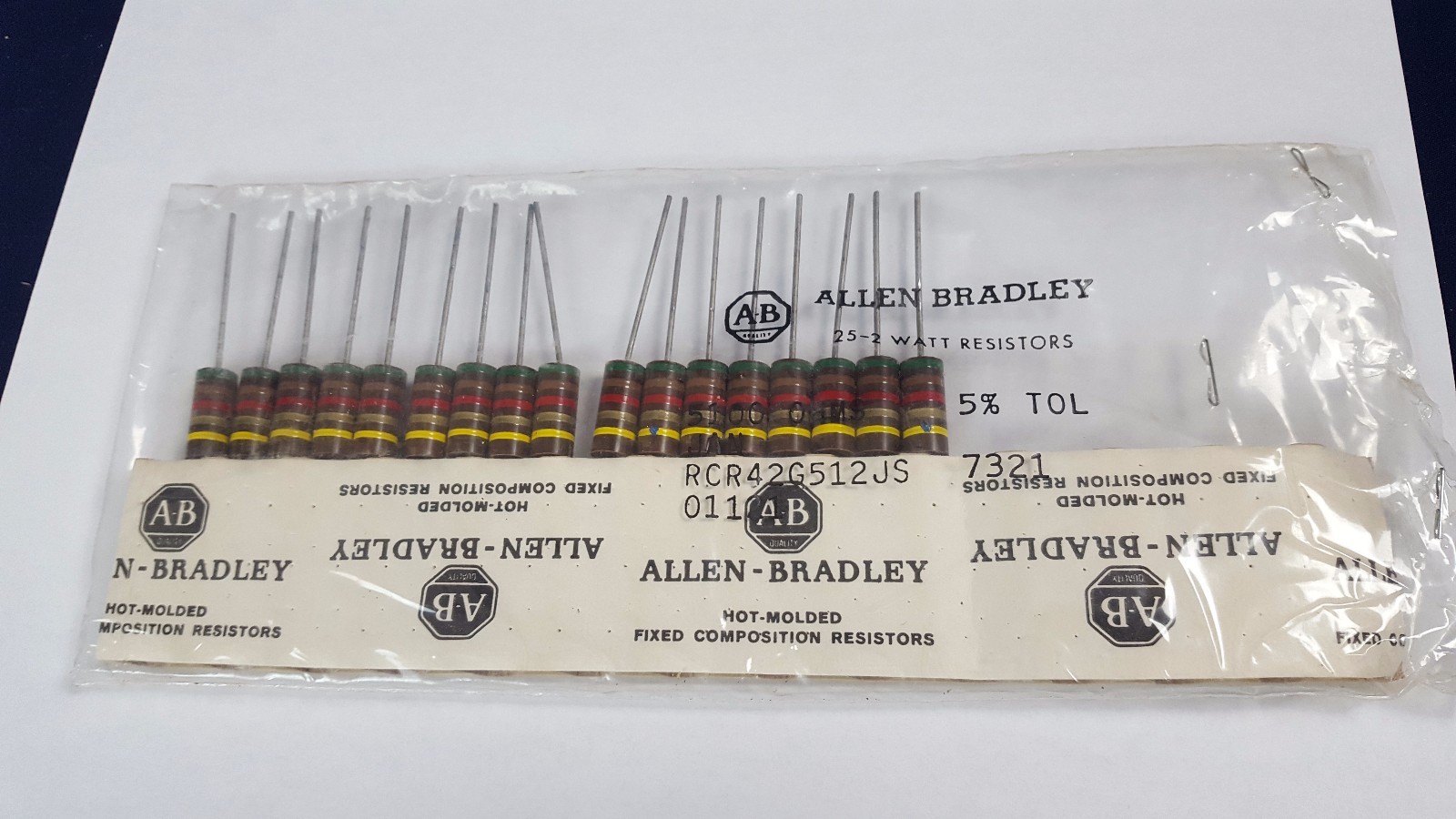 Lot 17 Allen Bradley Resistor 5100 Ohm 2 Watt 5% Original Package NOS ...