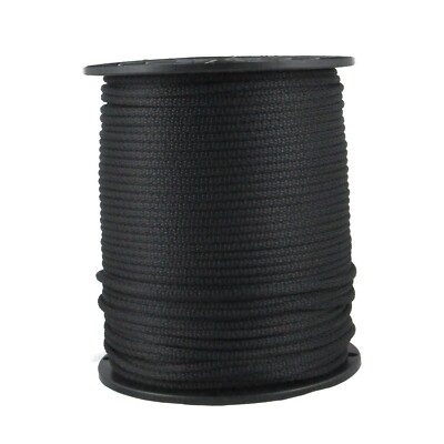 3/16 in Black Dacron Polyester Rope, 500 Ft Spool, Solid Braid ...