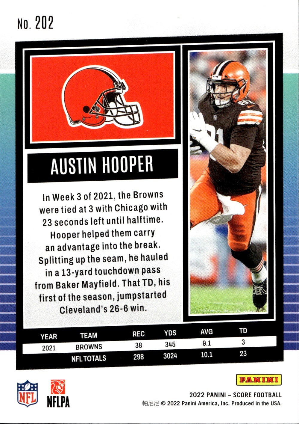 2022 Score - Austin Hooper #202 Purple for sale online | eBay