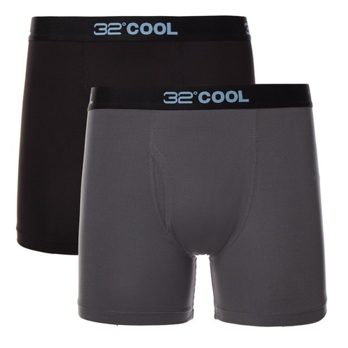 $45 32 Degrees Cool Men Underwear Black Gray Stretch 2-Pack Boxer ...