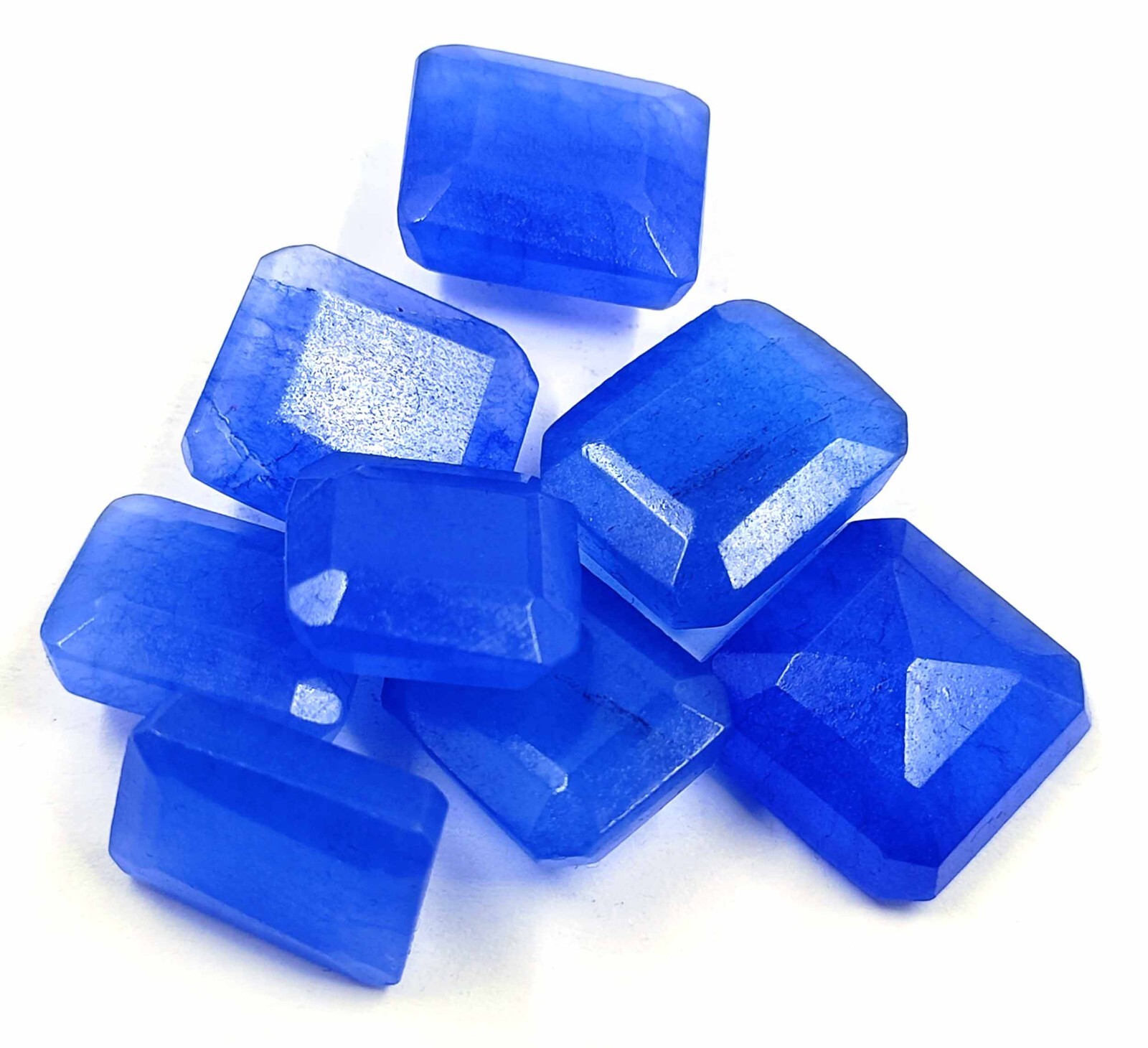 LAB CREATED BLUE QUARTZ OPAQUE 100 CT REAL EMERALD CUT FACETED LOOSE ...