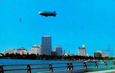 The Goodyear Blimp Over Miami Postcard 1971 | eBay