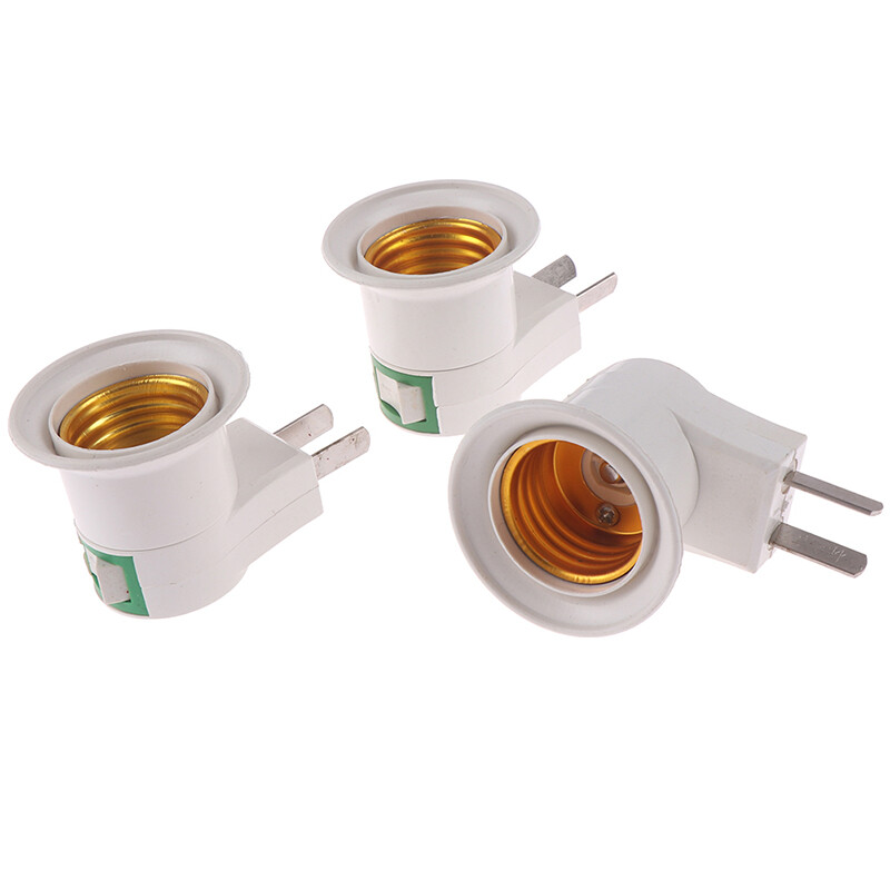 E27 Light Bulb Socket Holder Plug-in Adaptor Screw Base Lamp Wall US P ...