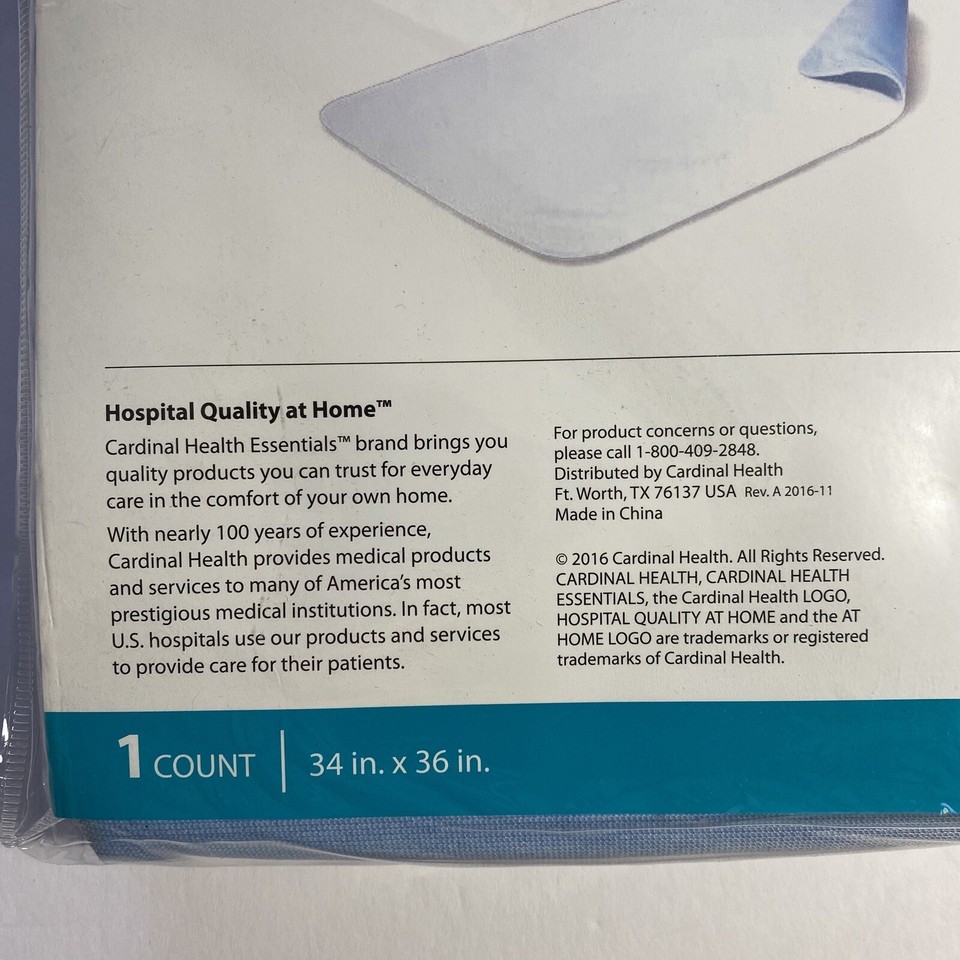 Cardinal Health Essentials 34" x 36" Reusable Underpad Bed Pad Washable ...